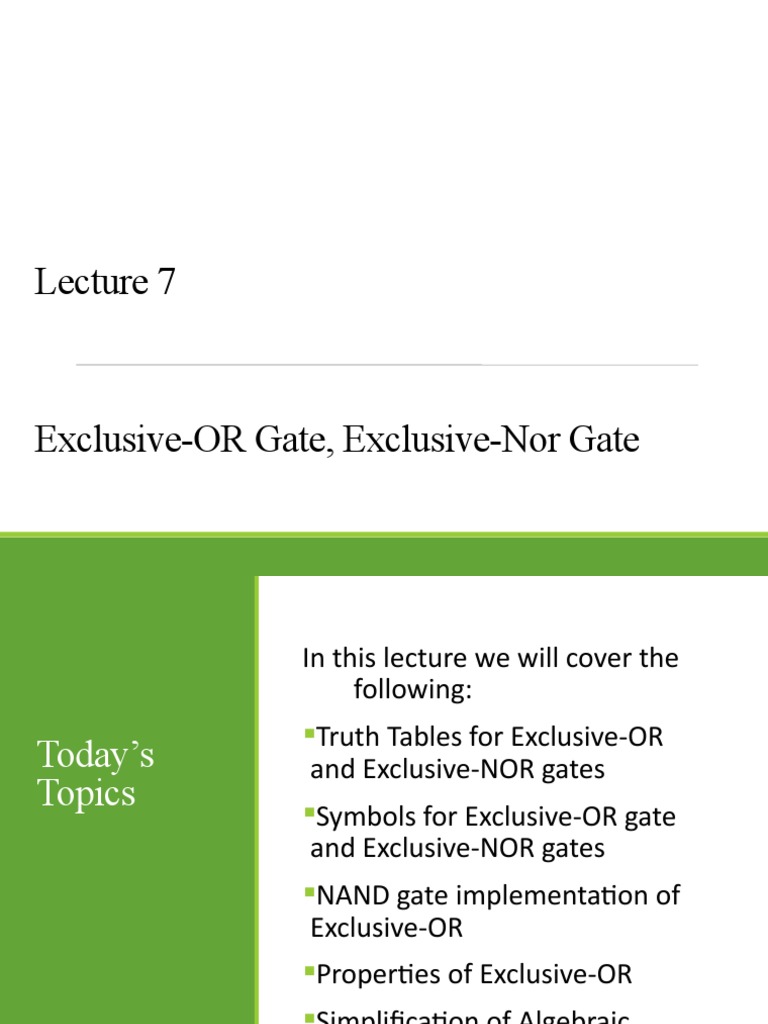 Lecture 7 (XOR-XNOR Gates - FunctionSimplification) | PDF ...