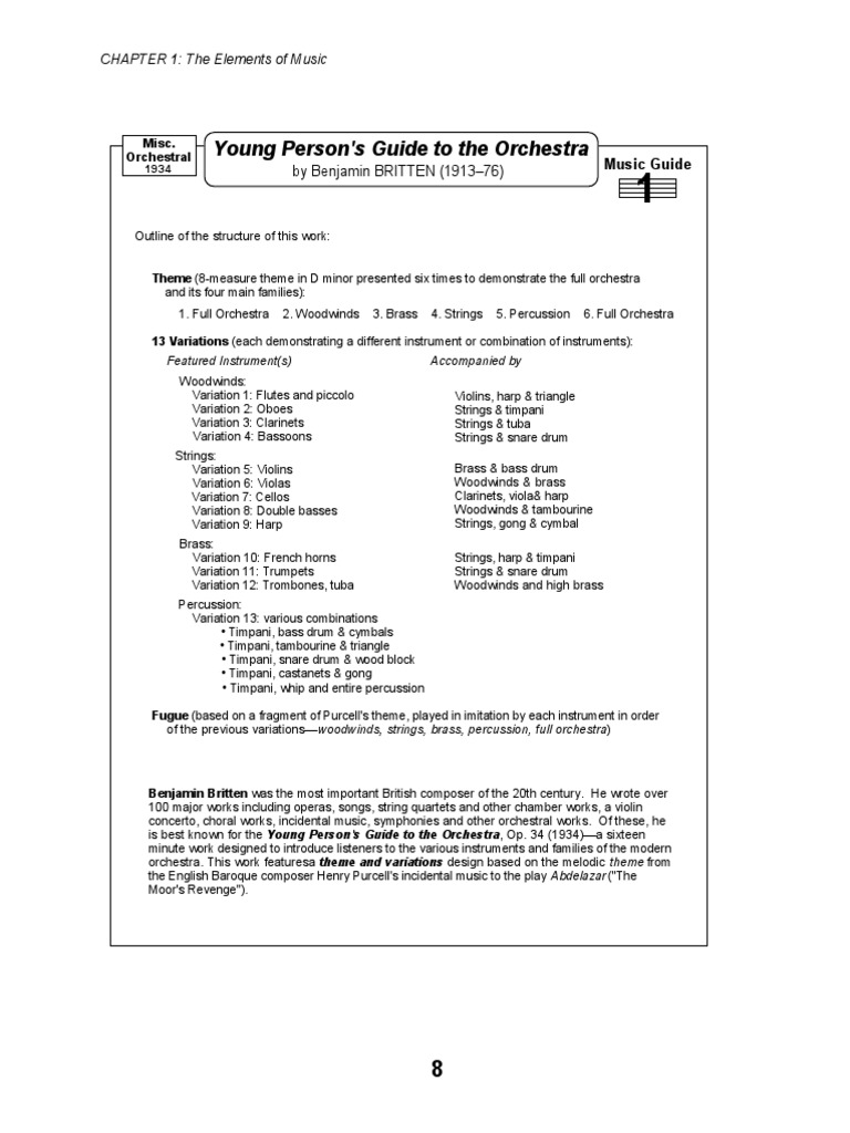 Benjamin Britten - Guide To Tone Colour | PDF | Orchestras | Variation ...