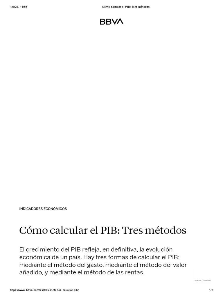 Cómo Calcular El PIB - Tres Métodos | Descargar gratis PDF | Producto ...