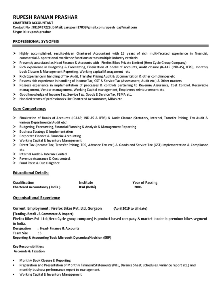 Resume+Rupesh Prashar | PDF | Taxes | Audit