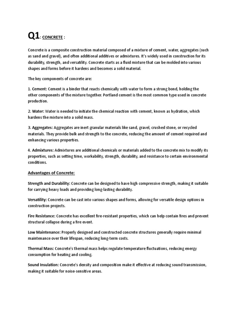 Advanced Concrete Technology Past Paper Questions | Download Free PDF ...