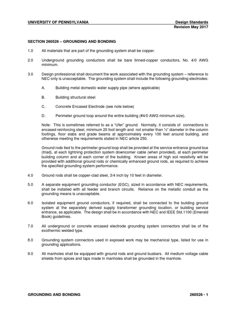 Grounding and Bonding - Electrical Design Guide | PDF | Electrical ...