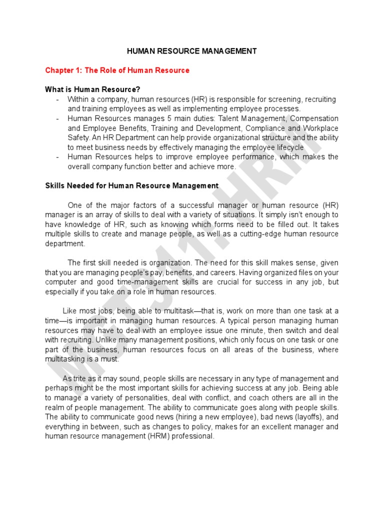 Role of Human Resource | PDF | Human Resources | Human Resource Management