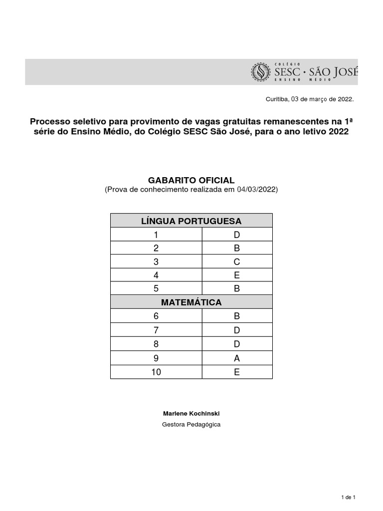 Prova Sesc | PDF
