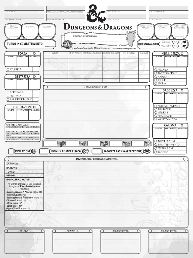 D&D 5e - Scheda Del Personaggio (Italiano) V2 | PDF