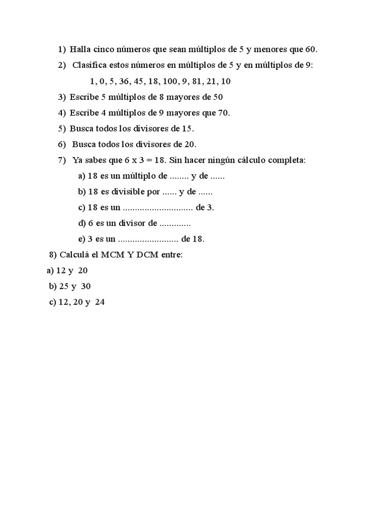 MCM y DCM Repaso | PDF