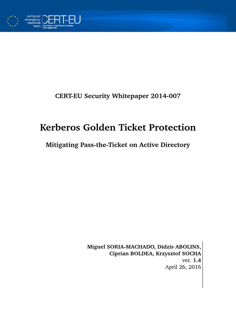 UPDATED - CERT-EU - Security - Whitepaper - 2014-007 - Kerberos ...