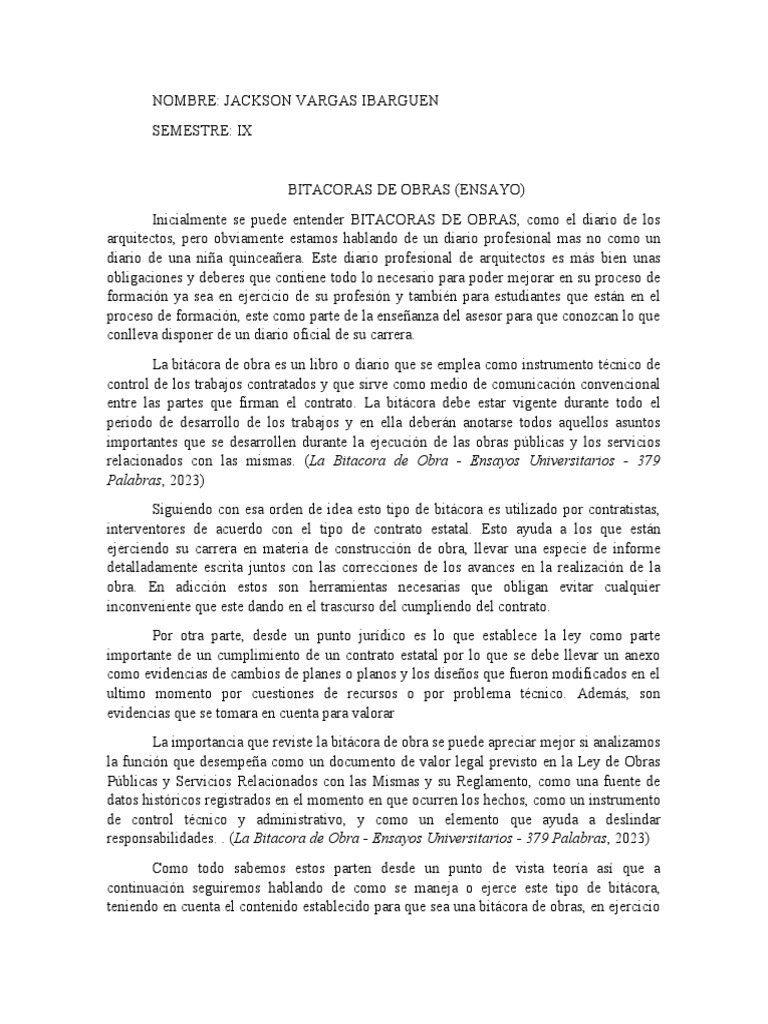 Bitacoras de Obras | PDF | Arte