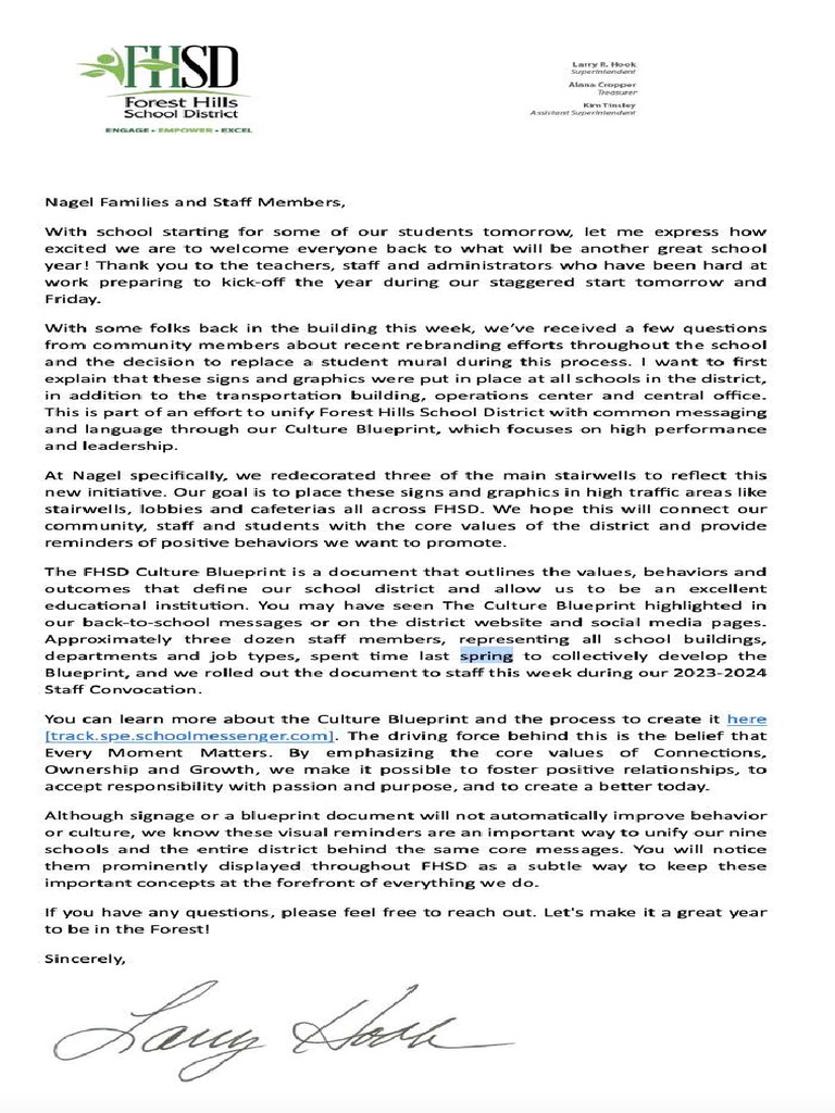 Forest Hills Letter About Mural Replacement | PDF