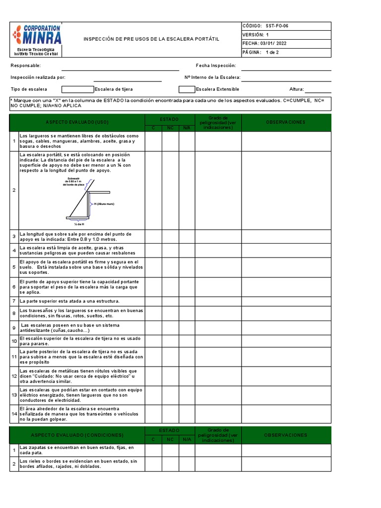 Check List de Inspección de Escaleras | PDF | Escalera