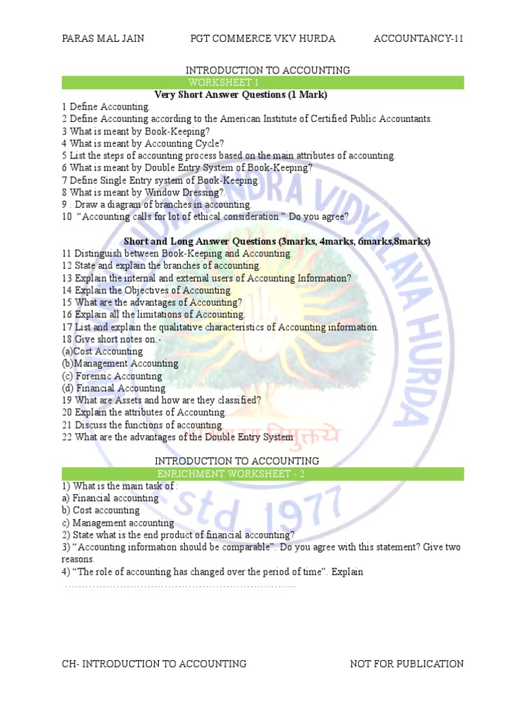Accounting Basics: Key Concepts & Questions | PDF | Finance & Money ...