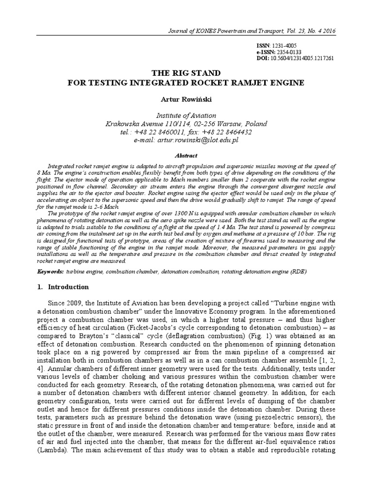 Rowinski - The Rig Stand For Testing Integrated | PDF | Rocket Engine ...