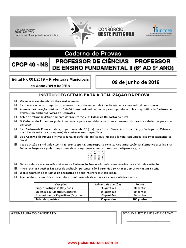 Edital CPOP 40: Provas de Ciências | PDF | Respiração celular | Pedagogia