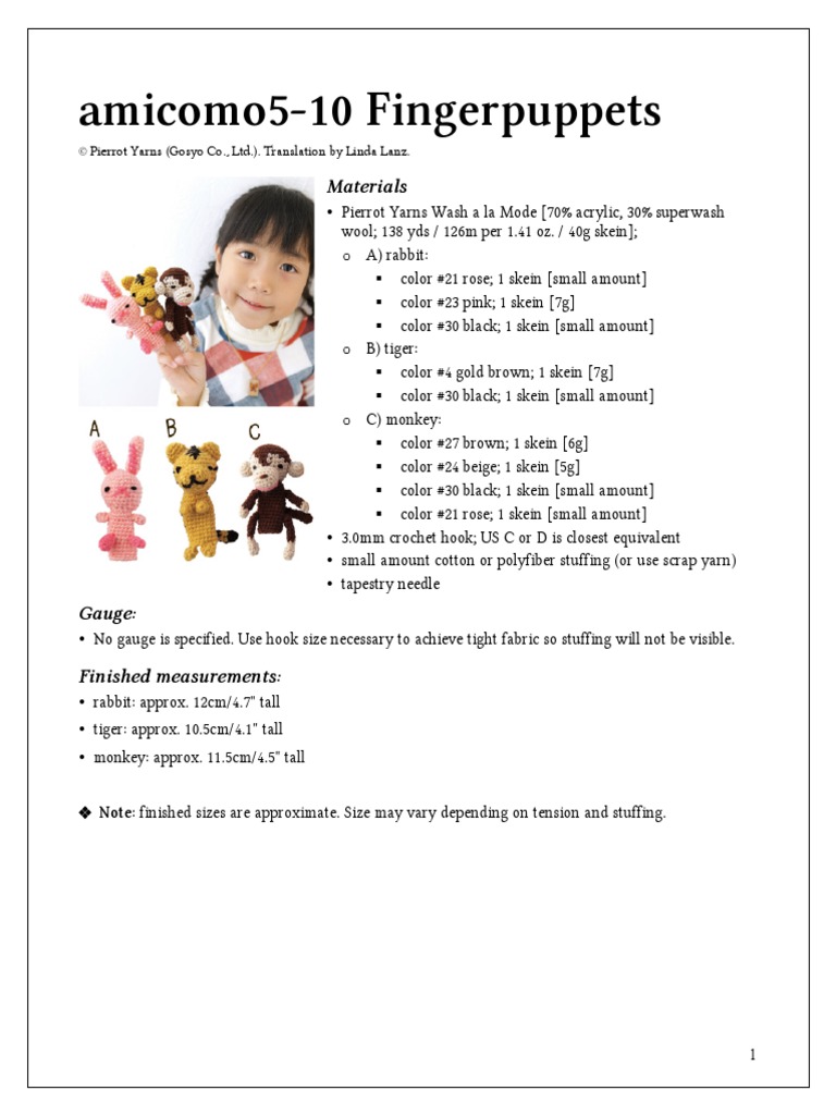 Amicomo5-10 Fingerpuppets | PDF | Crochet | Textile Arts