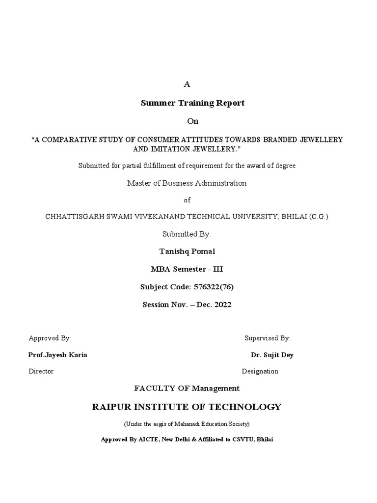 Tanishq File Edited | PDF | Methodology | Survey Methodology