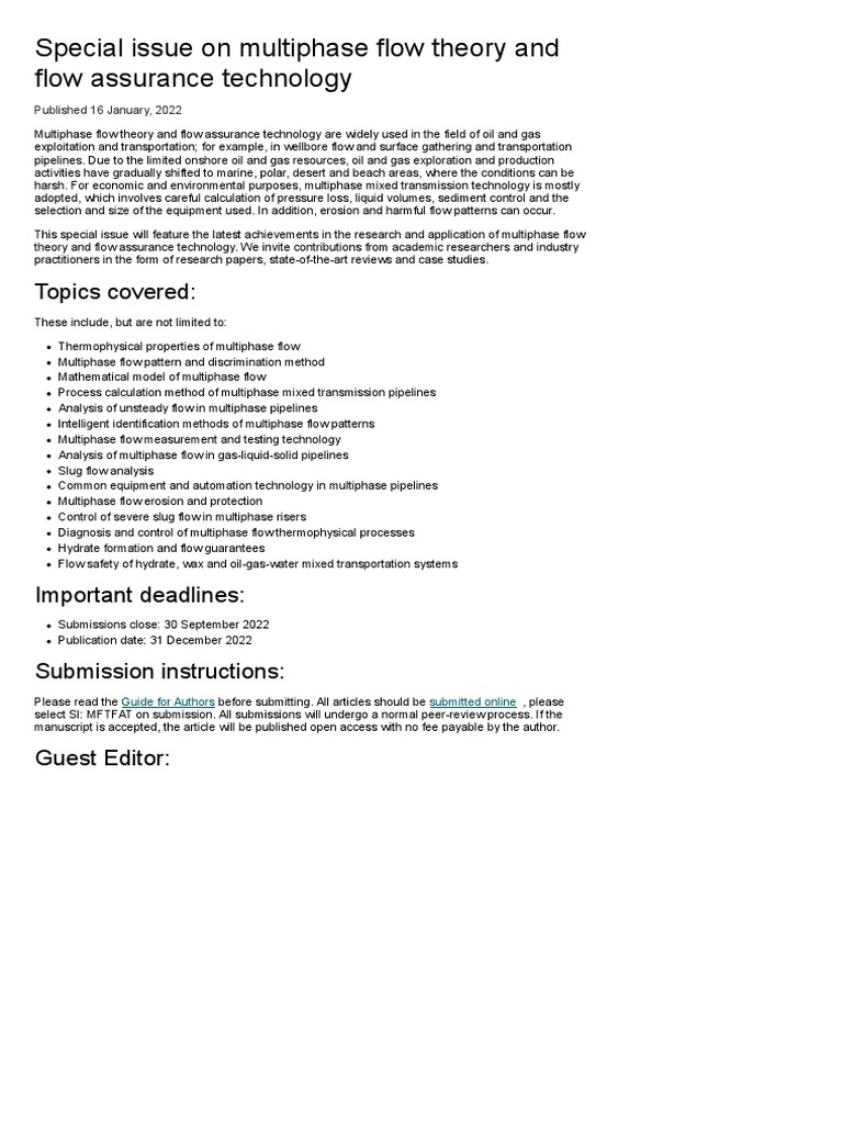 Advances in Multiphase Flow Assurance | PDF | Technology & Engineering