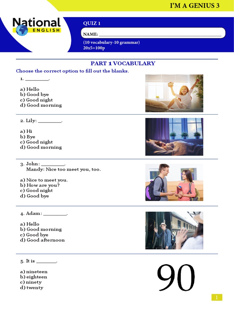 Im A Genius 3 Quiz 1 | PDF