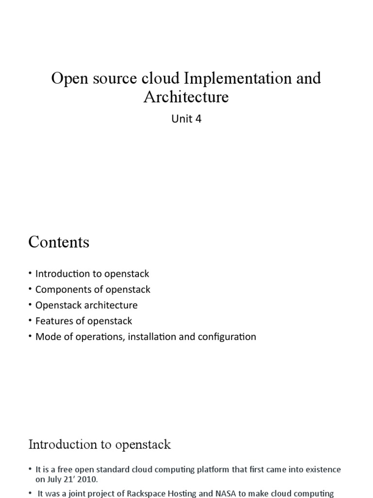 Open Source Cloud Implementation and Architecture | PDF | Open Stack ...