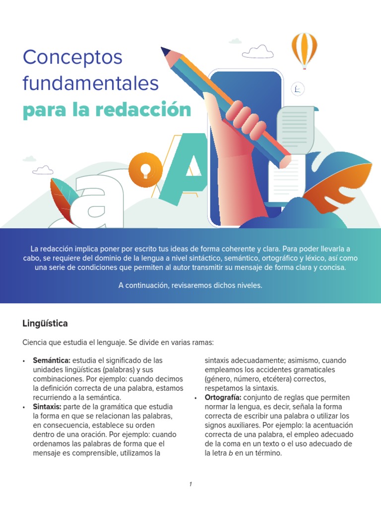 Conceptos Fundamentales para La Redacción | PDF | Palabra | Gramática