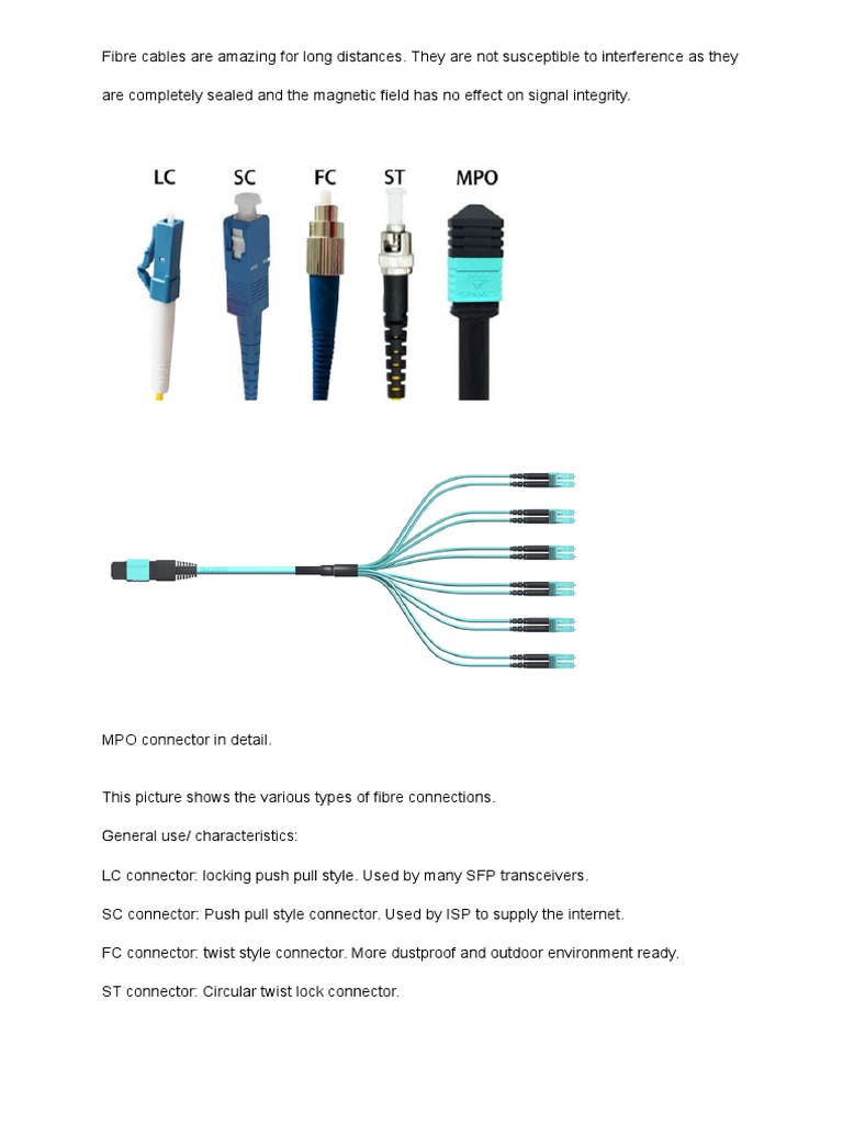 Fibre Cable and SFP Connector - Tranciever Notes | PDF | Optical Fiber ...