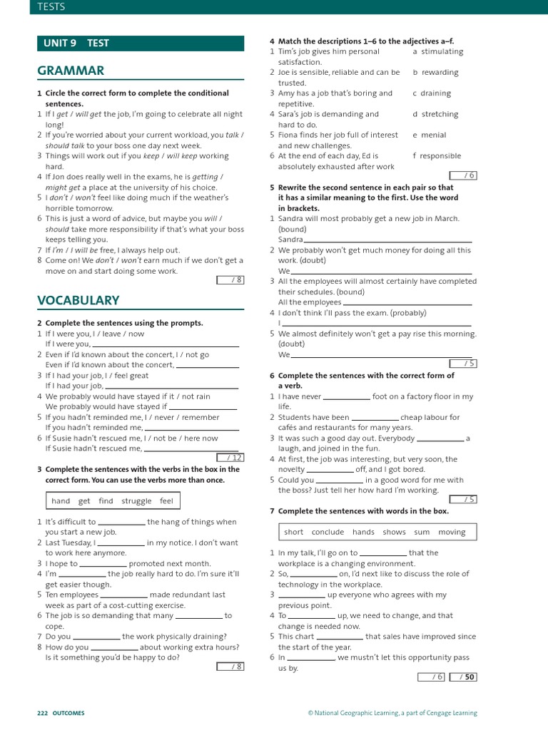 Upper Intermediate - Unit 9 Test | PDF