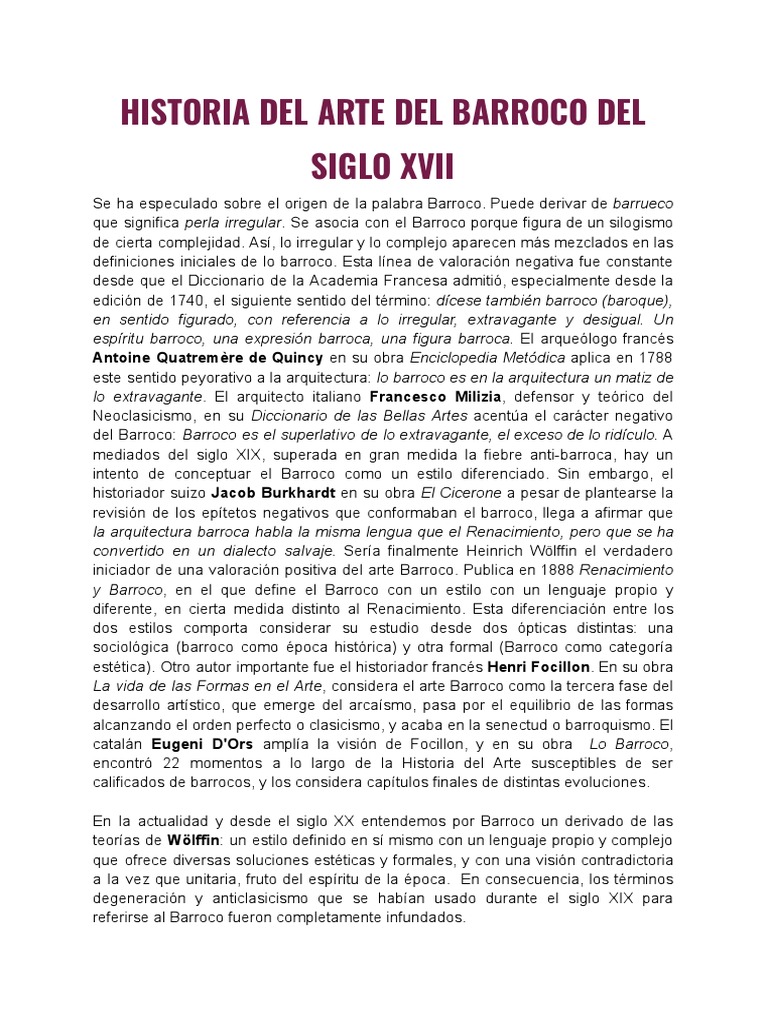 Historia Del Arte Del Barroco Del Siglo Xvii | PDF | Barroco | Palacio ...
