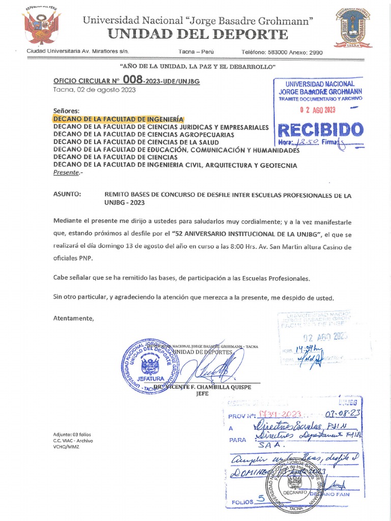 Oficio Circular 008 2023 UDE UNJBG | PDF Oficio Circular 008 2023 UDE UNJBG | PDF