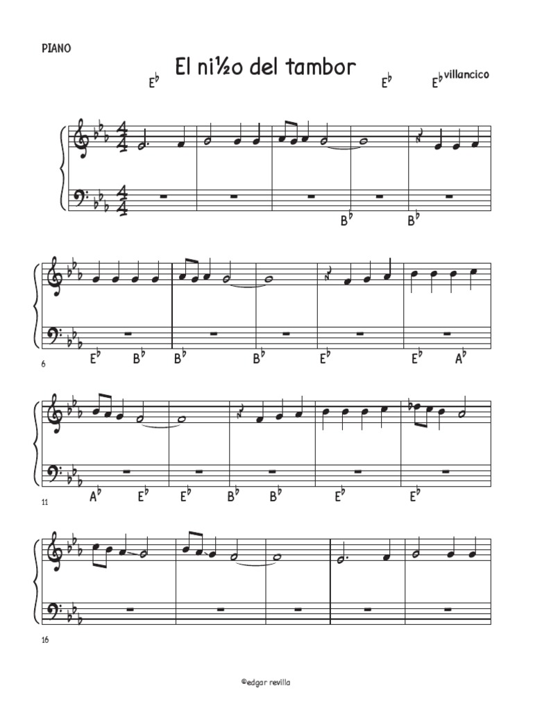 El Niño Del Tambor - PIANO | PDF