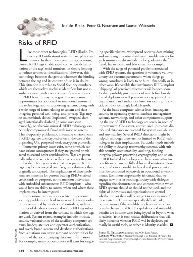 Risks of RFID | PDF | Radio Frequency Identification | Computer Security
