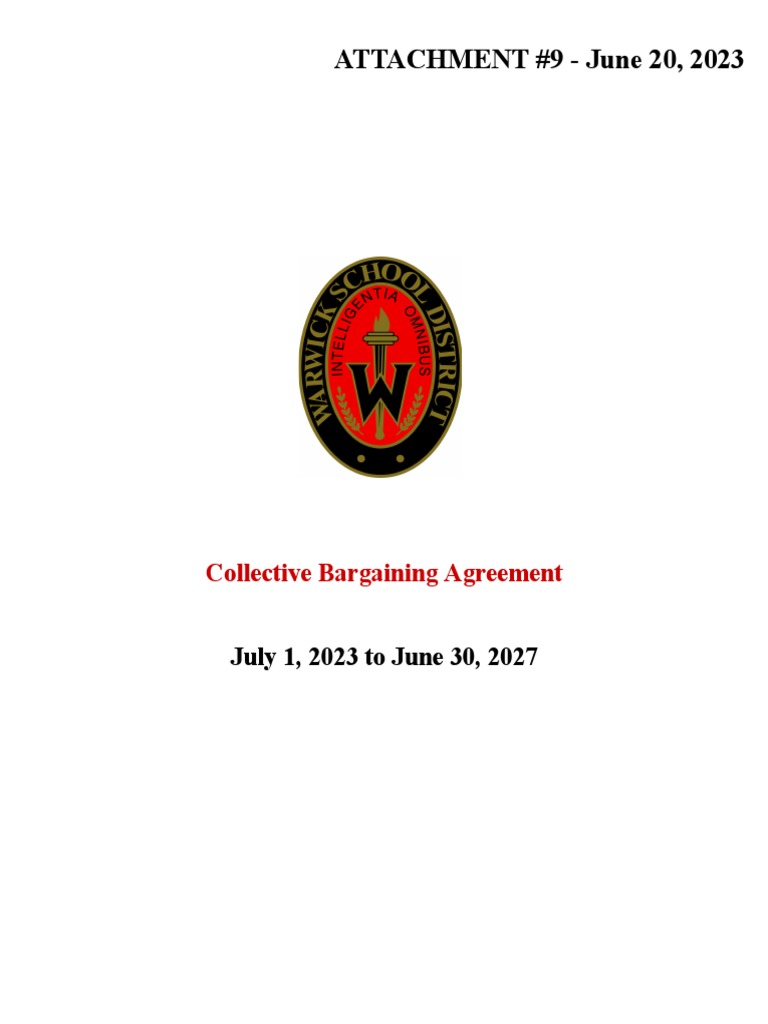 Warwick School District CBA 2023 | PDF | Employment | Teachers