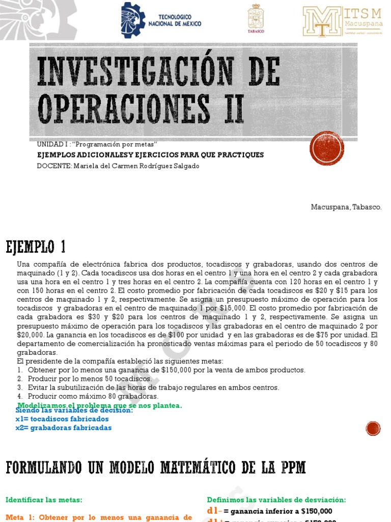 Ejemplos de PPM en Programación por Metas | PDF | Presupuesto ...