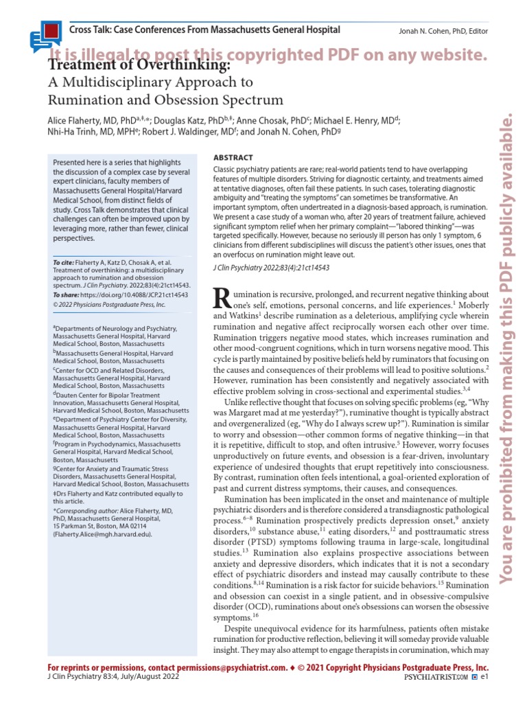 Overthinking | PDF | Obsessive–Compulsive Disorder | Cognitive ...