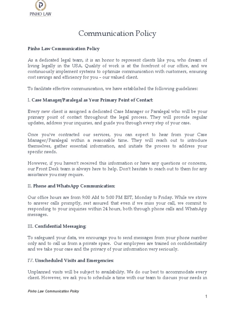 Communication Policy | PDF | Communication | Attorney–Client Privilege