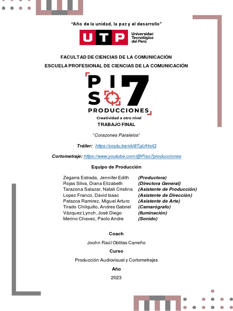 TF - Grupo 3 - Piso 7 Producciones | PDF | Amor