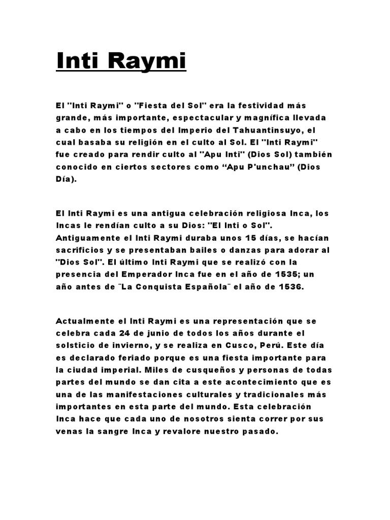 Inti Raymi | PDF