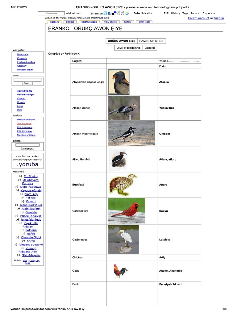 Oruko awon eye | PDF