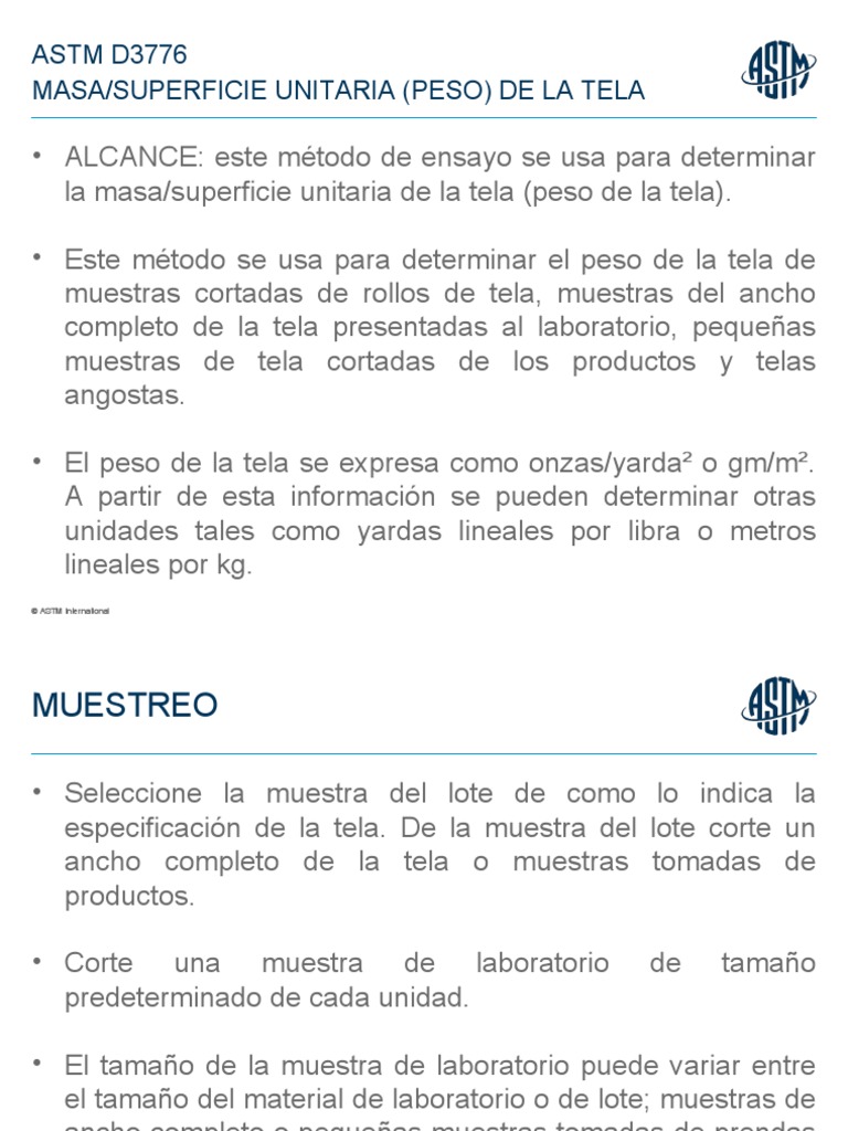 ASTM D3776 Fabric Weight June - Español | PDF