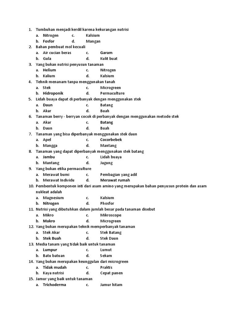 Soal UAS Green Lab Semester 2 | PDF