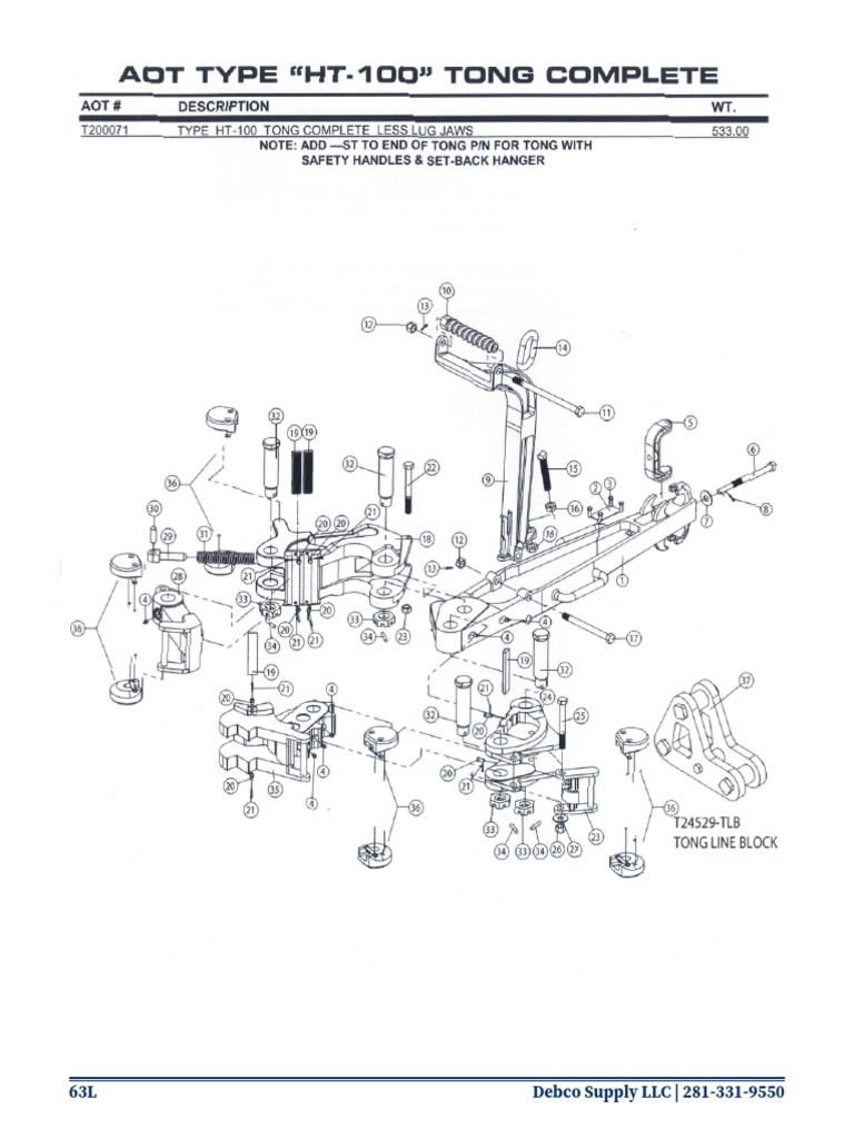 Aot Type HT 100 Tong Complete | PDF