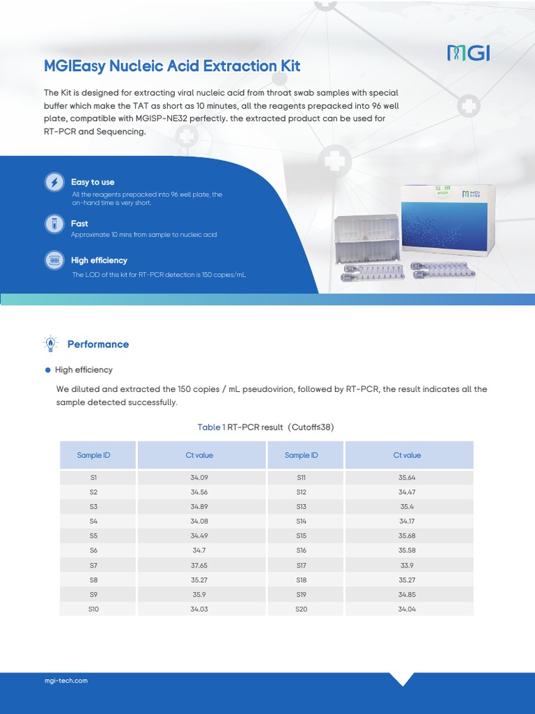 MGIEasy Nucleic Acid Extraction Kit (Fast) Brochure | PDF | Molecular ...