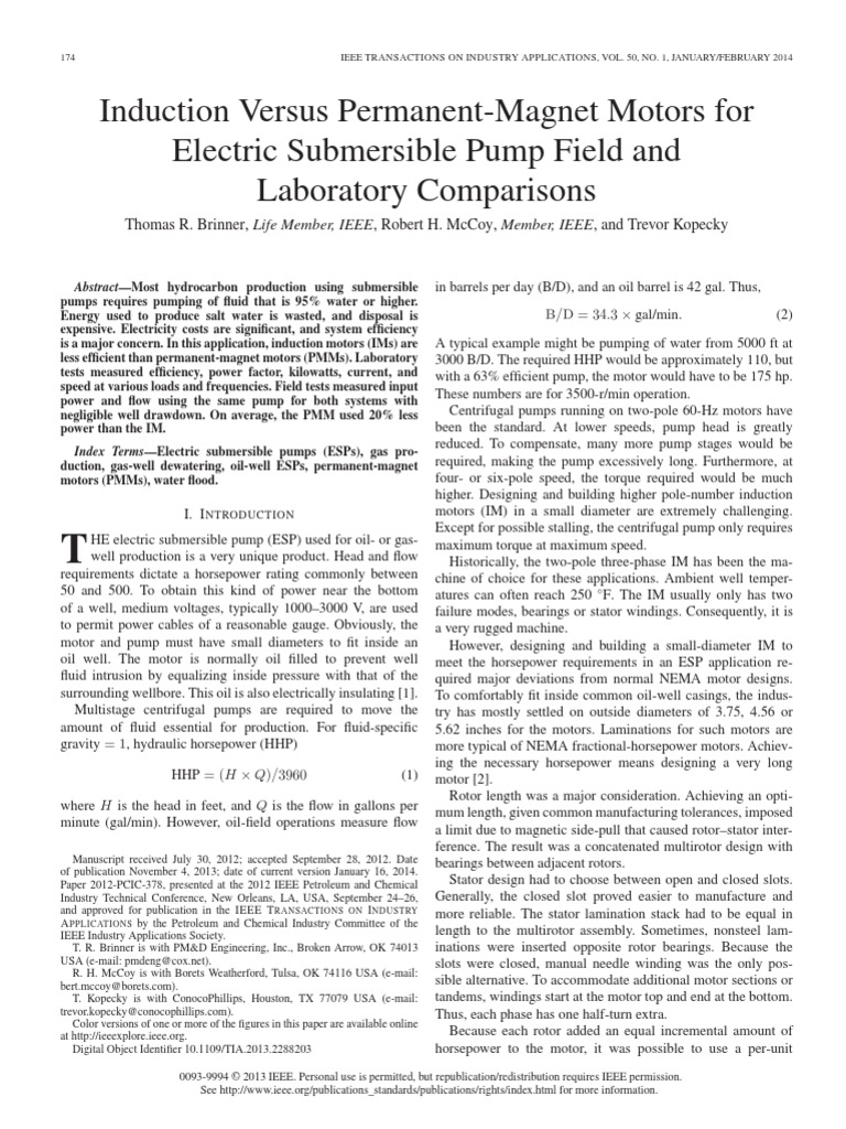Permanent+Magnet+Motors+ +IEEE+ +jan+2014 | PDF | Electric Motor | Pump