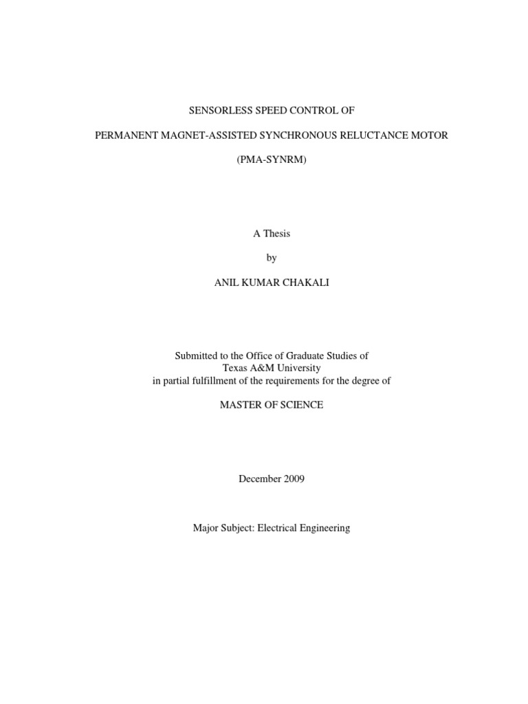 Chakali Thesis | PDF | Electric Motor | Electrical Engineering
