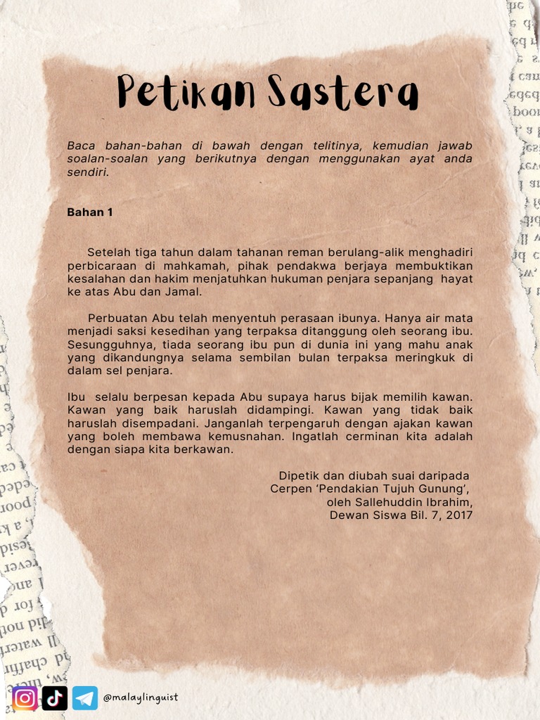 Latihan Petikan Sastera | PDF