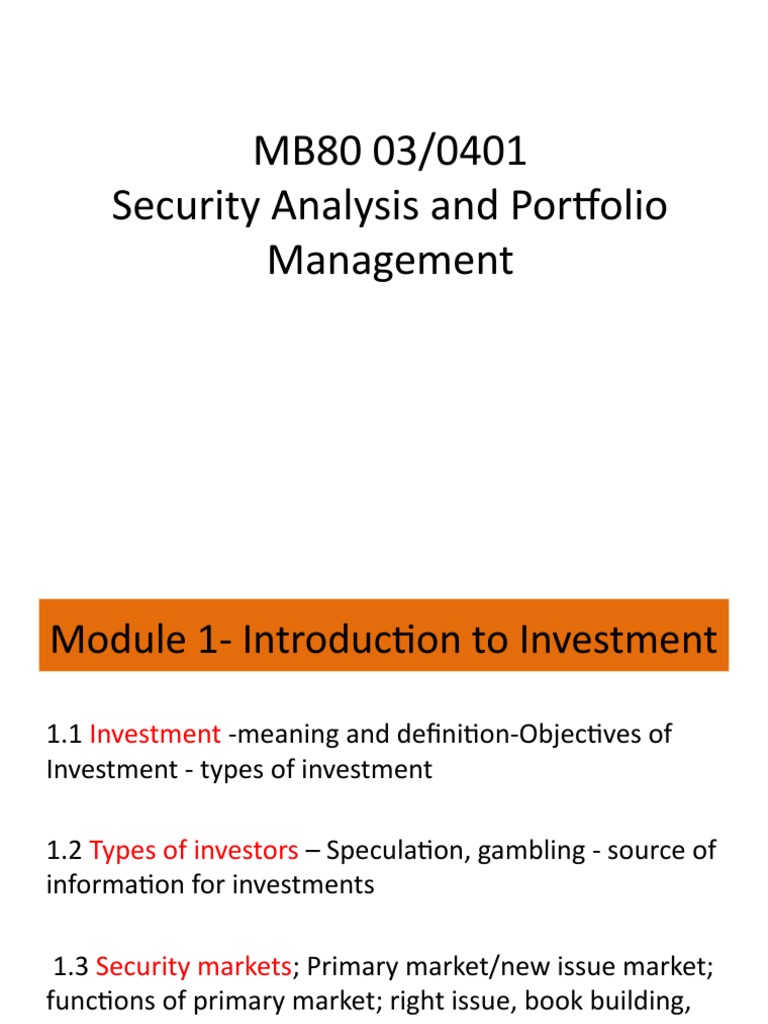 Sapm PPT 1 - Introduction To Investment | PDF | Financial Markets | Investing