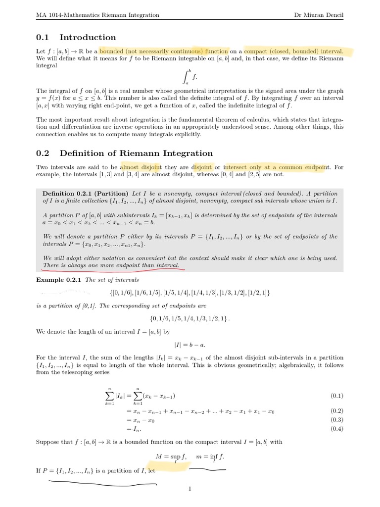 Riemann Integration | PDF | Integral | Interval (Mathematics)