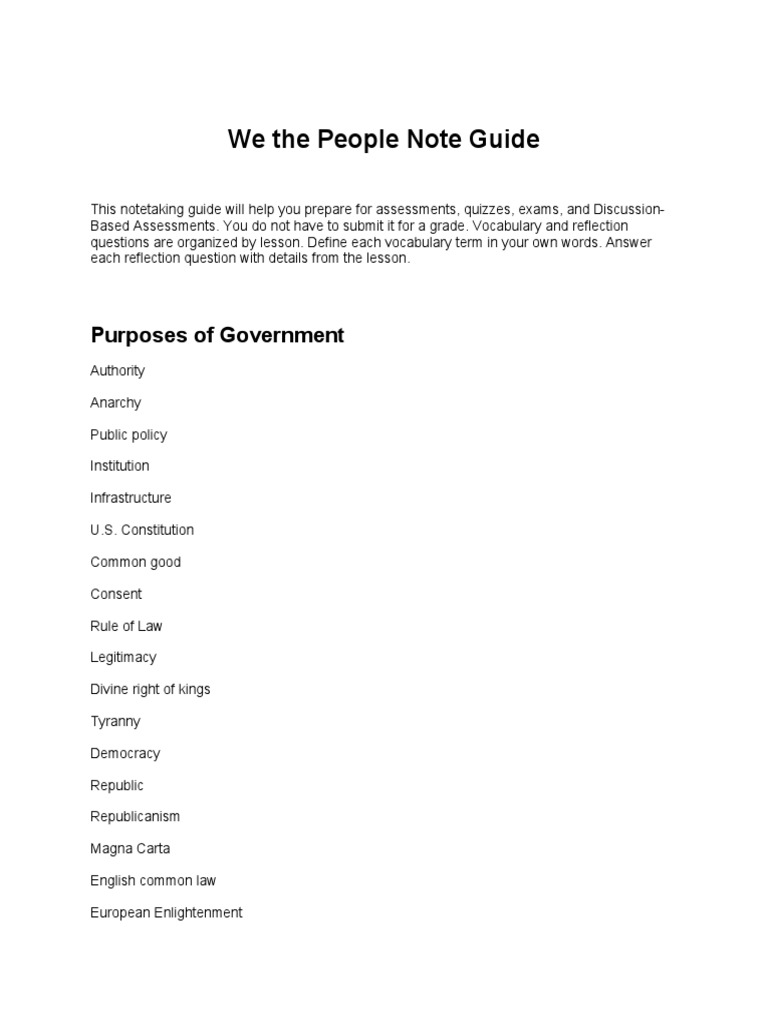 Mod 1 Note Taking Guide US GOV V23 Template | PDF | United States Bill ...