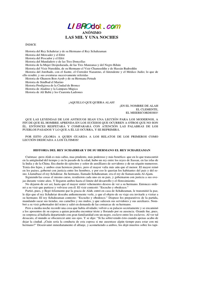 Las Mil y Una Noches-Anonimo | PDF