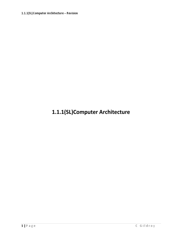 1 1 1 Sl Computer Architecture Revision Pack Pdf Computer Data Storage Central