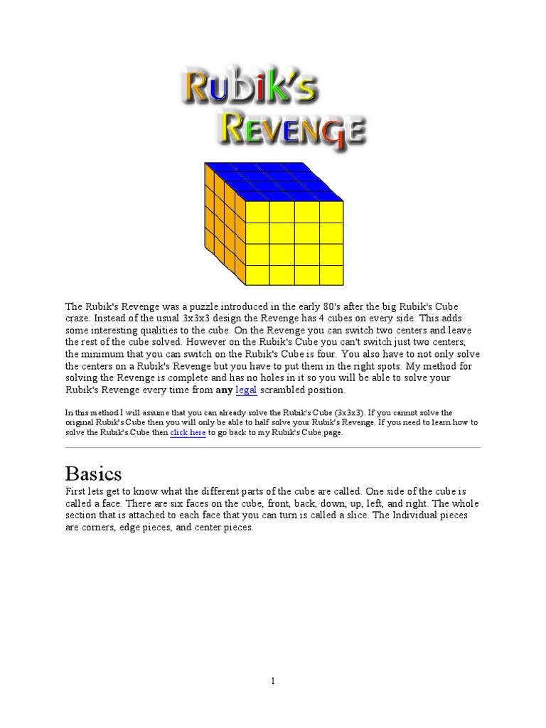 Rubik's Revenge Solving Guide | PDF | Teaching Methods & Materials | Art