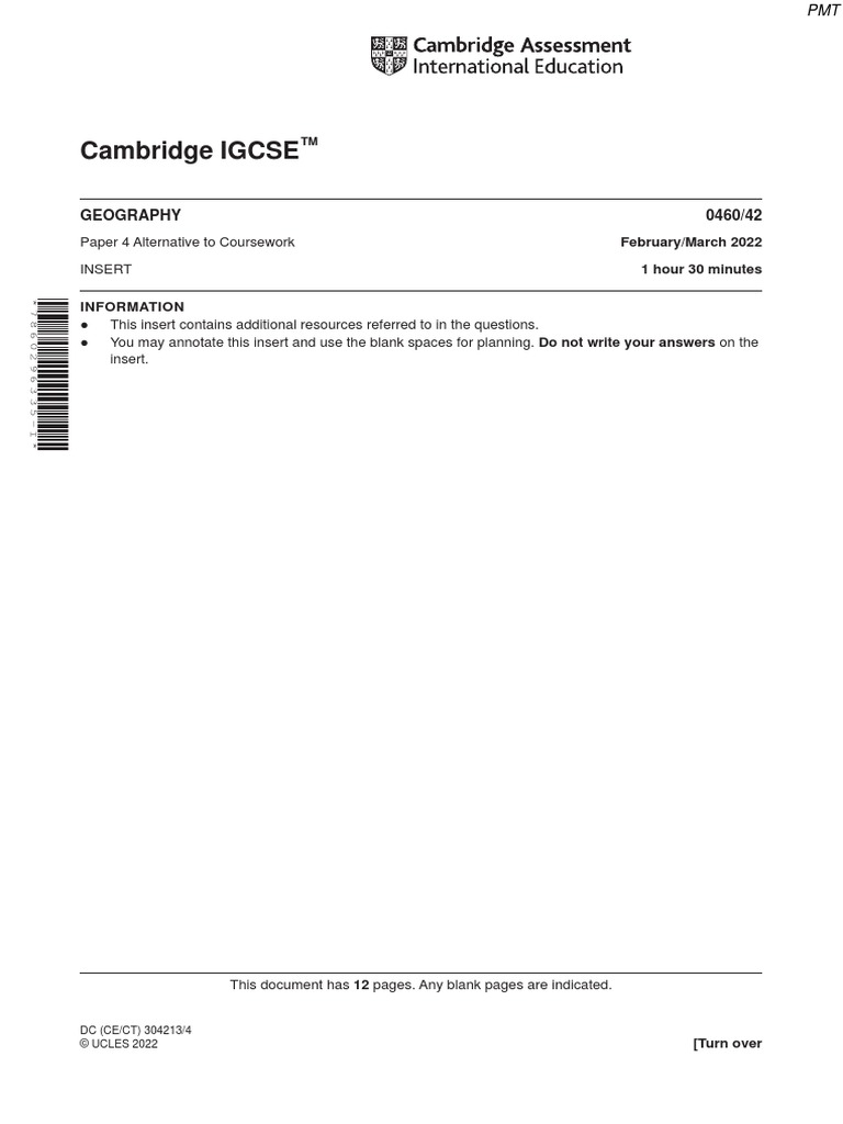 March 2022 (v2) IN - Paper 4 CAIE Geography IGCSE | PDF